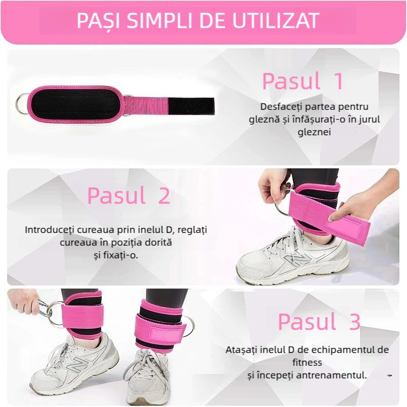 Set 3 benzi elastice gradiente + 1 pereche mansete glezne roz cu ...