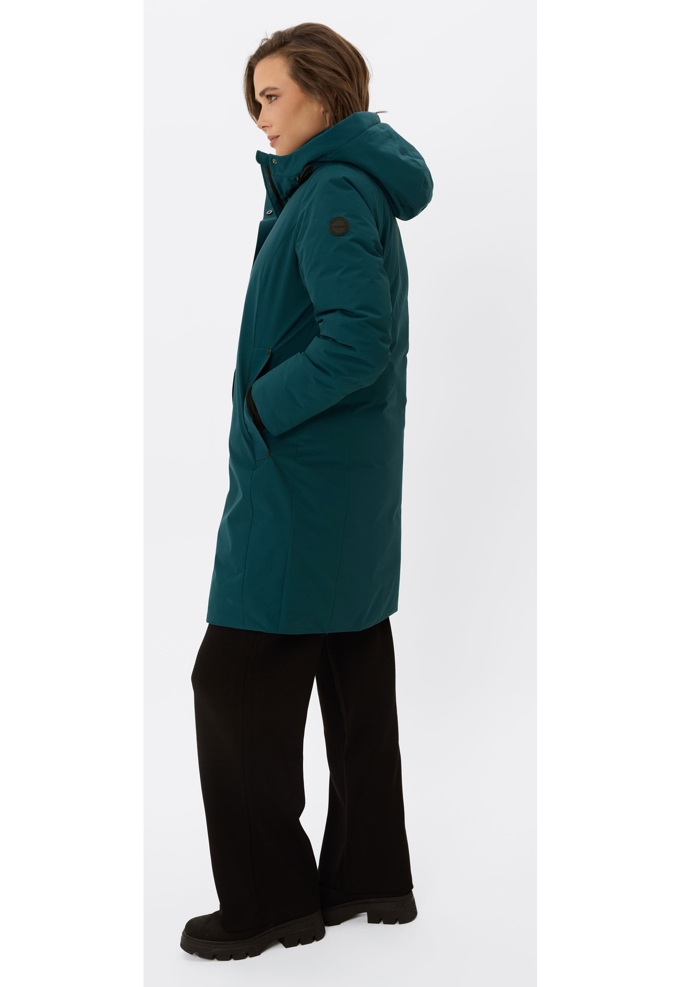 Geaca de iarna impermeabila lunga, dama, cu gluga, fermoar ...