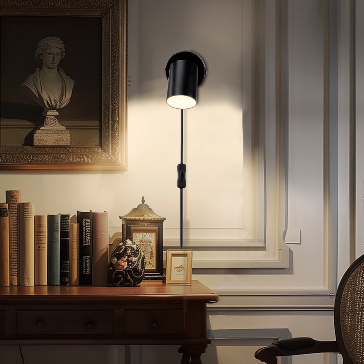 DA LIGHT fali spotlámpa, állítható, fekete, 1.2m, fém, 230V, GU10 - eMAG.hu