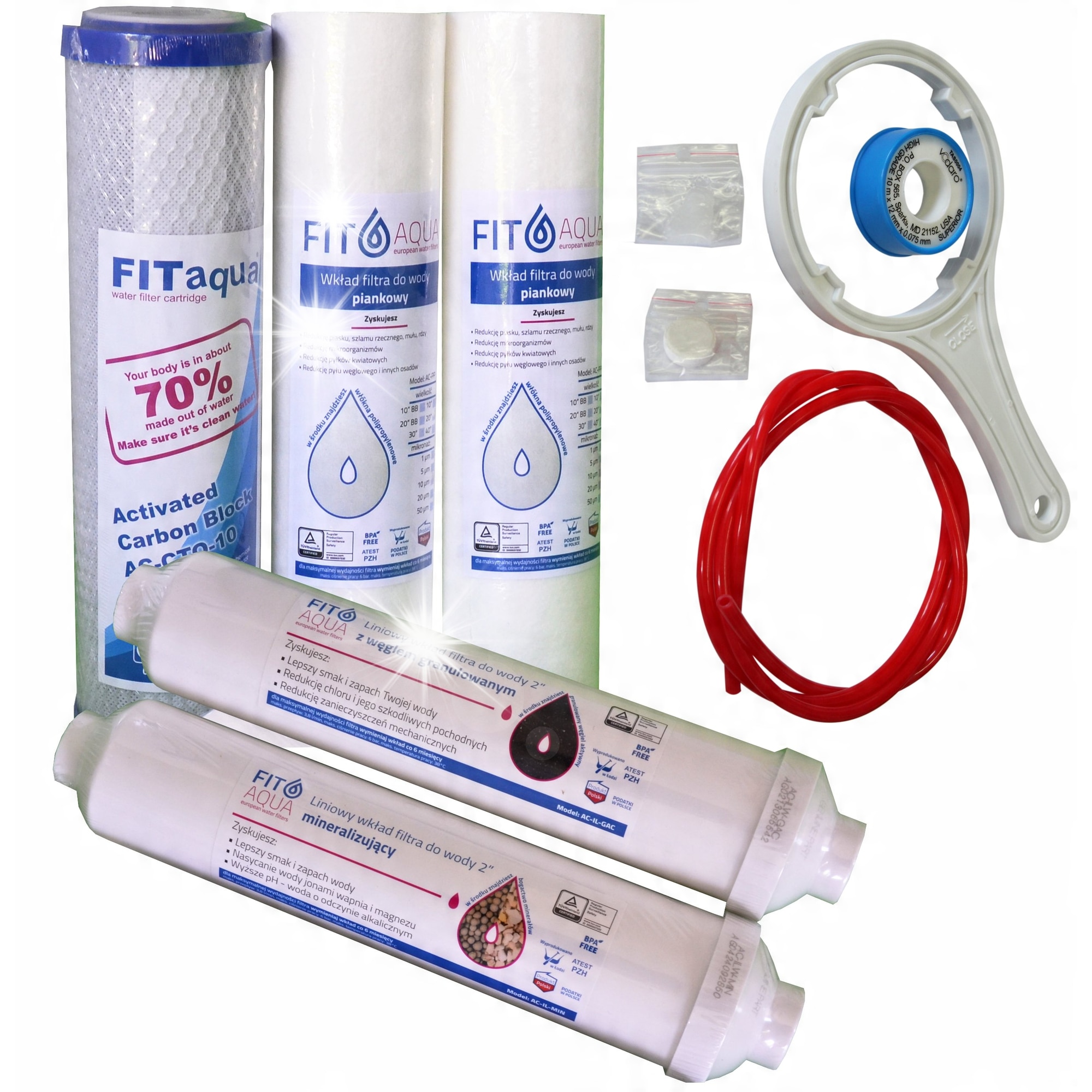 Set de filtre Fitaqua pentru osmoza inversa, 5 elemente, 1 micron, 5 ...