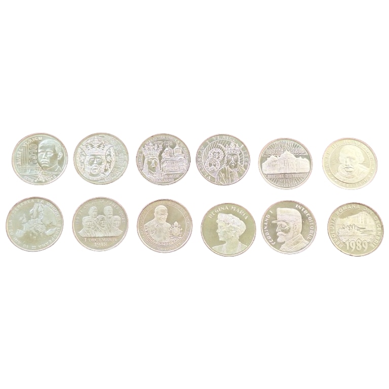 Set 12 monede comemorative 50 bani Romania 2010-2019, necirculate - eMAG.ro