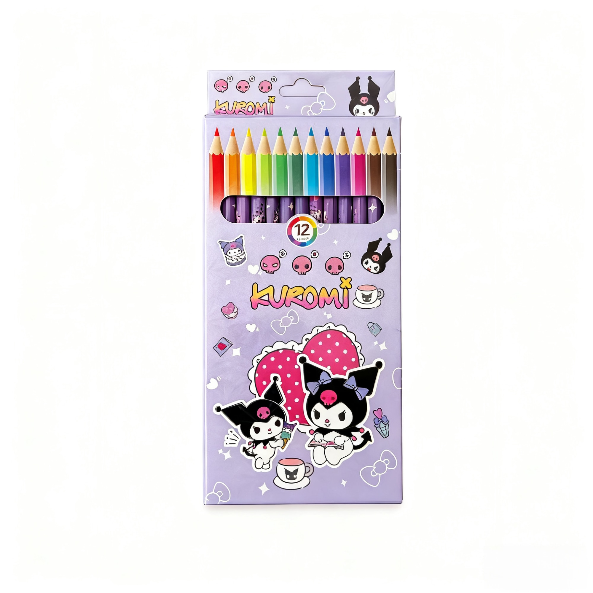 Creioane colorate set 12 bucati, Kuromi, multicolor, 17.5 cm - eMAG.ro