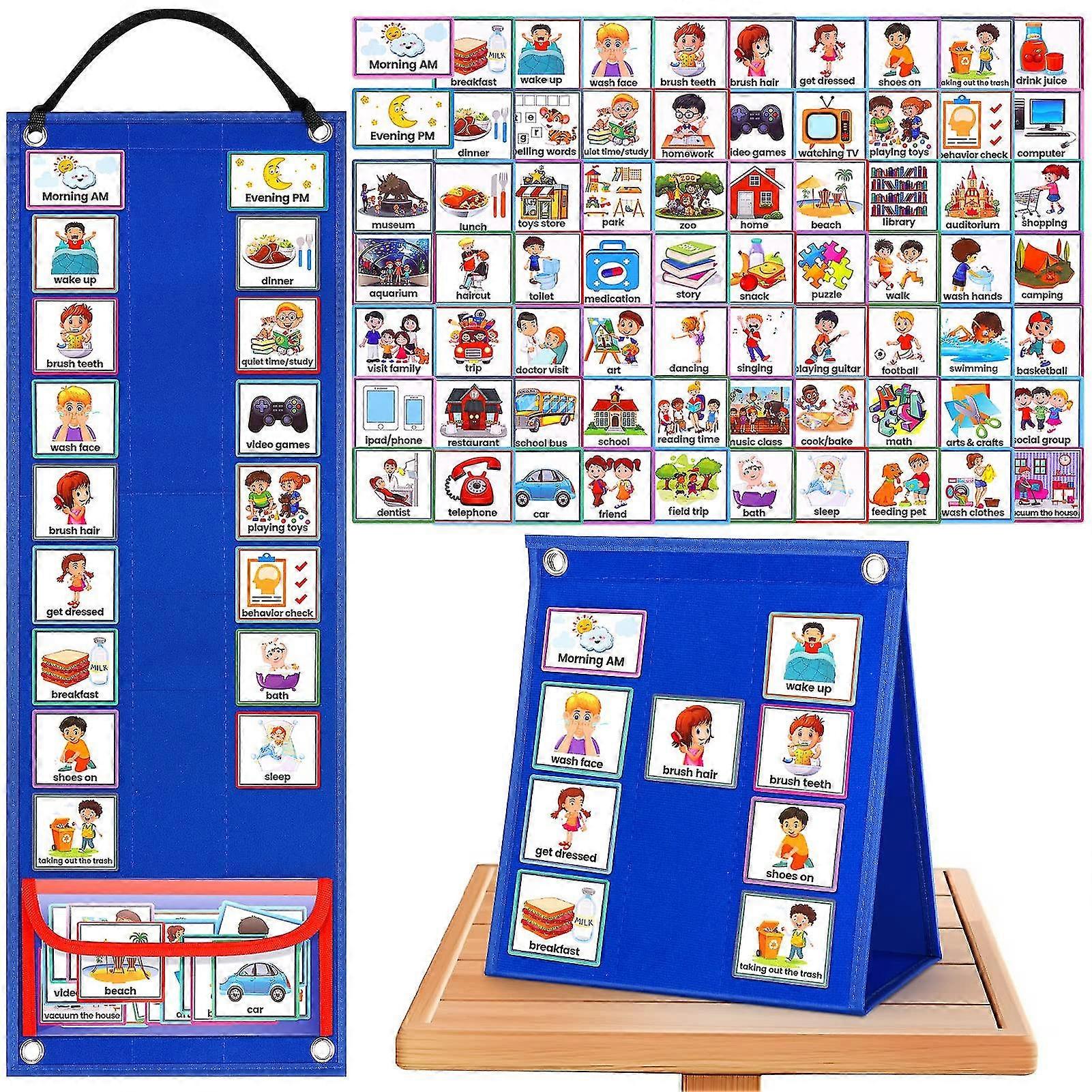 Tabla de rutine vizuala cu 70 de carduri, jocuri educative pentru copii ...