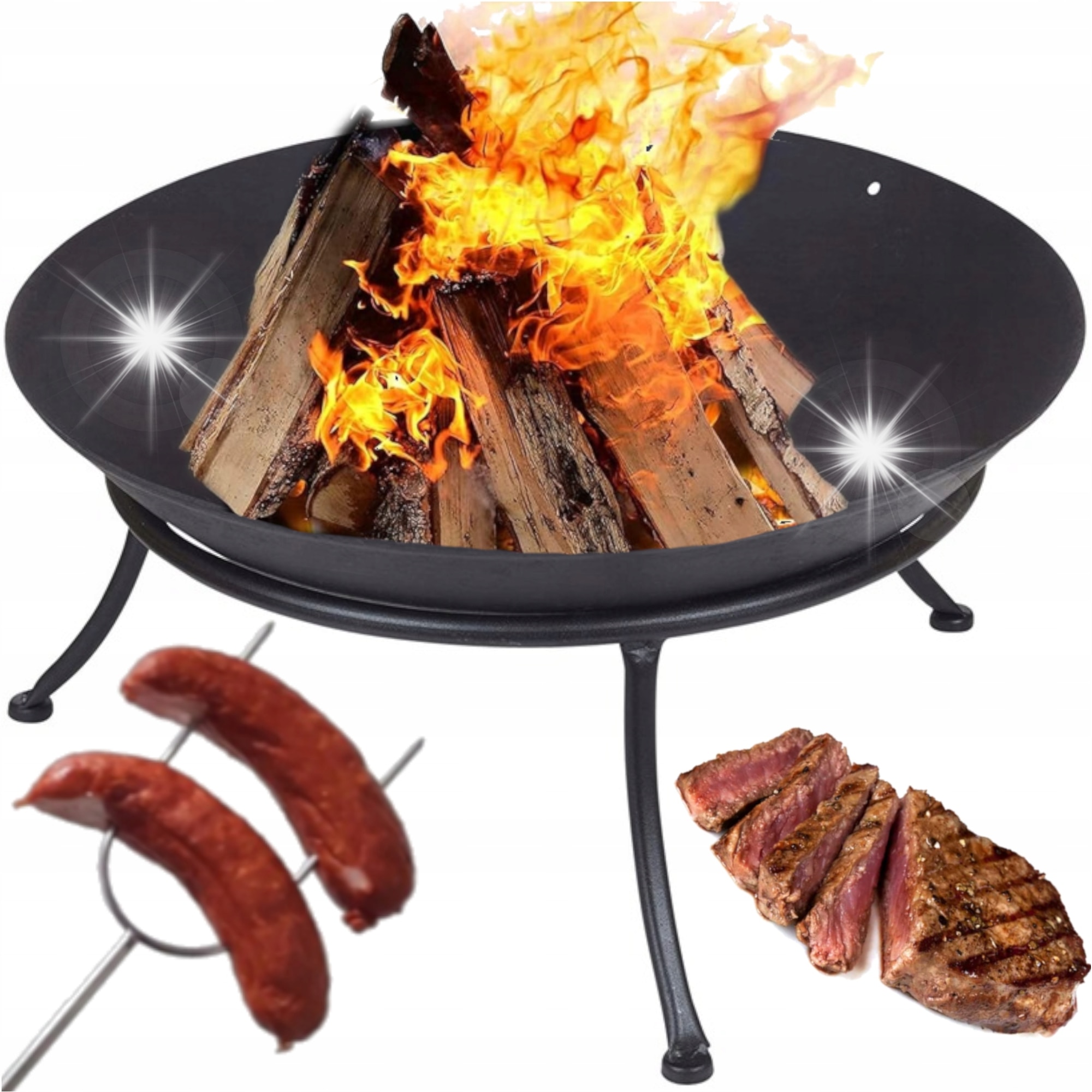 Gratar gradina din fonta 80cm, 3 picioare, mobil, pentru foc si gratar ...