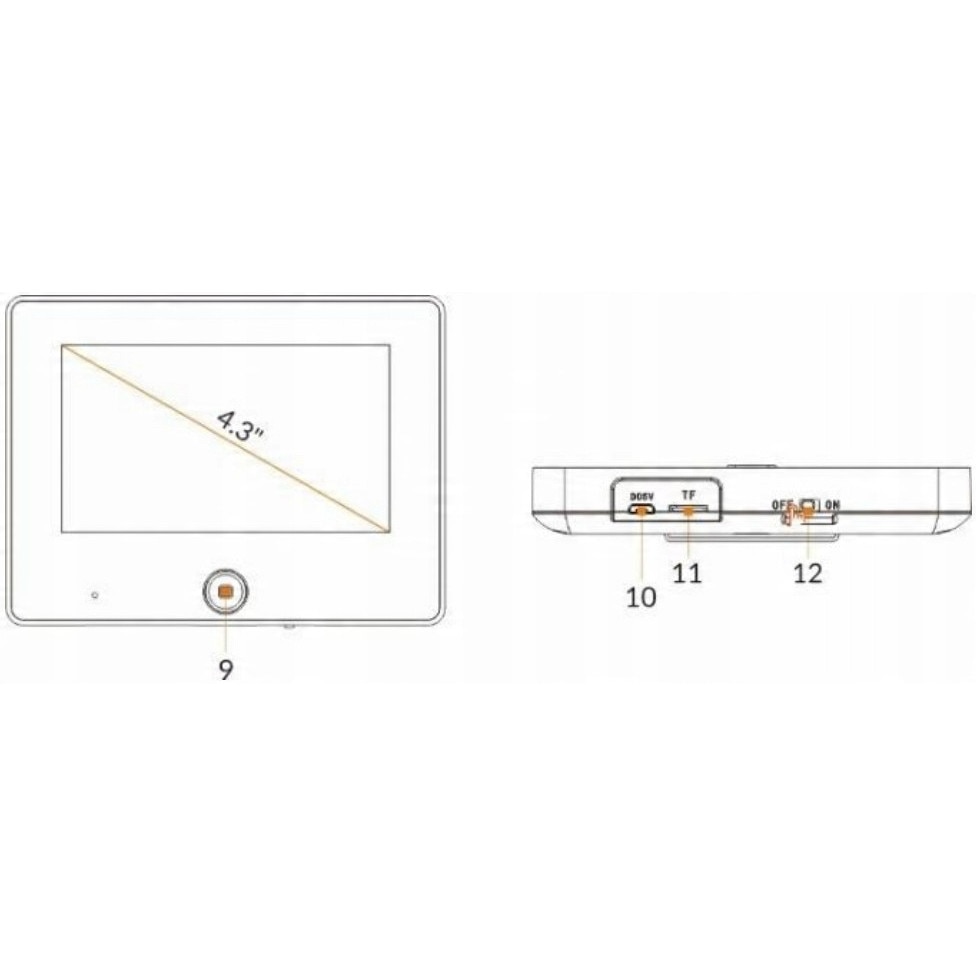 Interfon video electronic pentru usi Virone, monitor LCD 4,3", camera ...