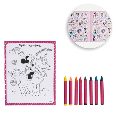 Set de Colorat cu Autocolante & Creioane Cerate Minnie - 16F - eMAG.ro