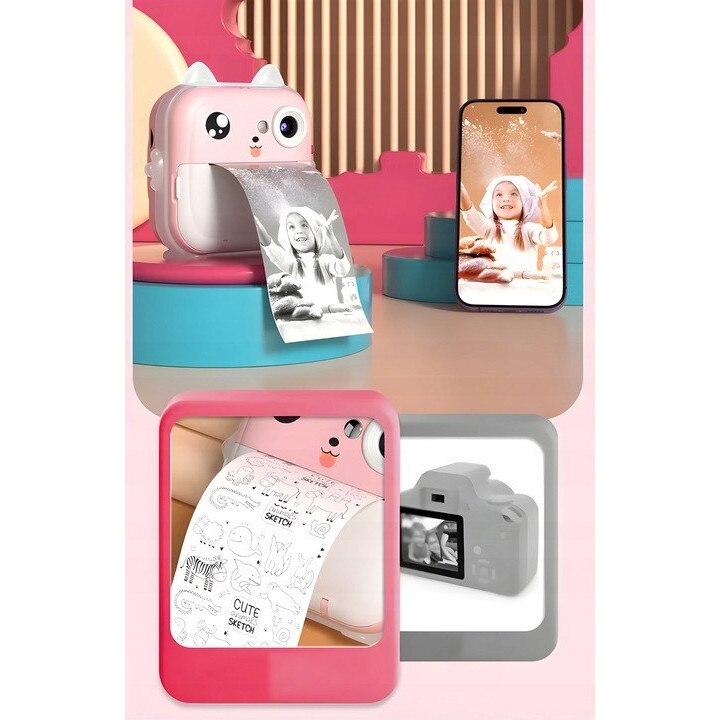 Aparat foto instant Drukus 2.0, imprimanta termica, 48Mpx, Full HD ...