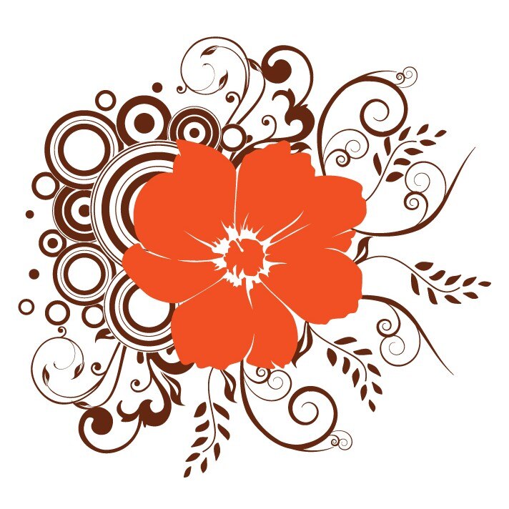 Floare abstracta - sticker decorativ Stickero, Maro cu Portocaliu ...