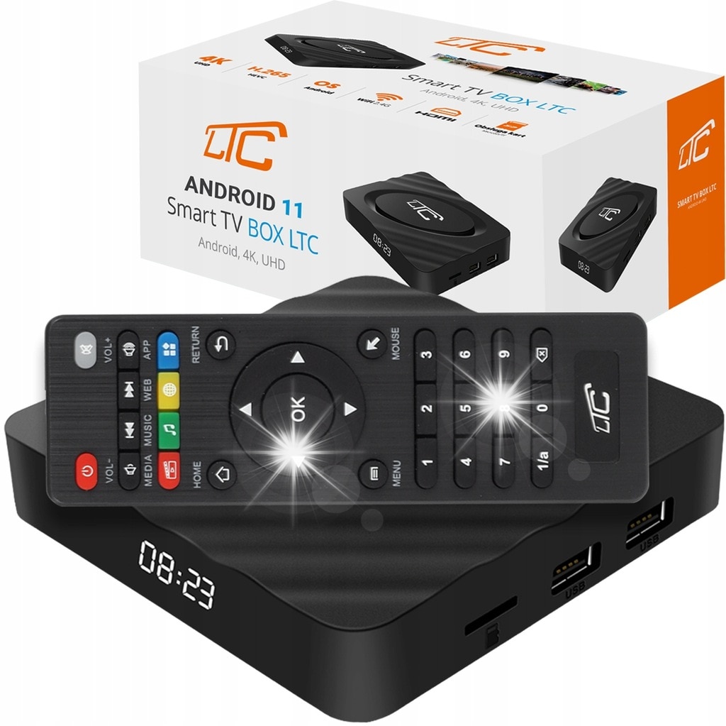 Smart Box TV LTC, Android 11, 4K, 2GB RAM, 16GB, Черен, 100x100x18mm ...