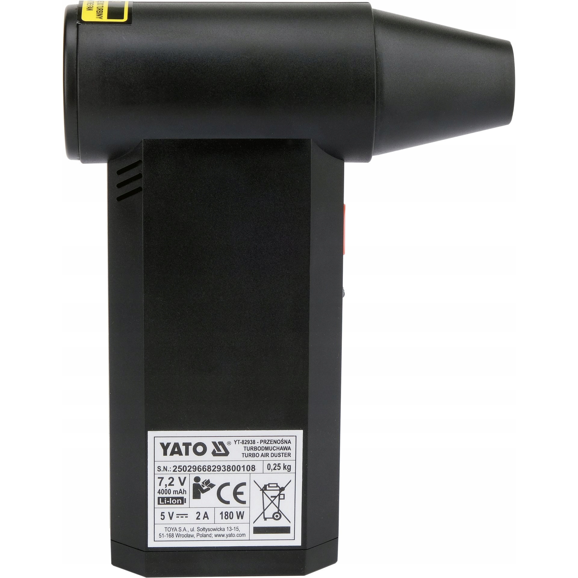 Mini turbosuflanta Yato 135000 RPM, 180W, 4000 mAh, 130x100x36mm ...