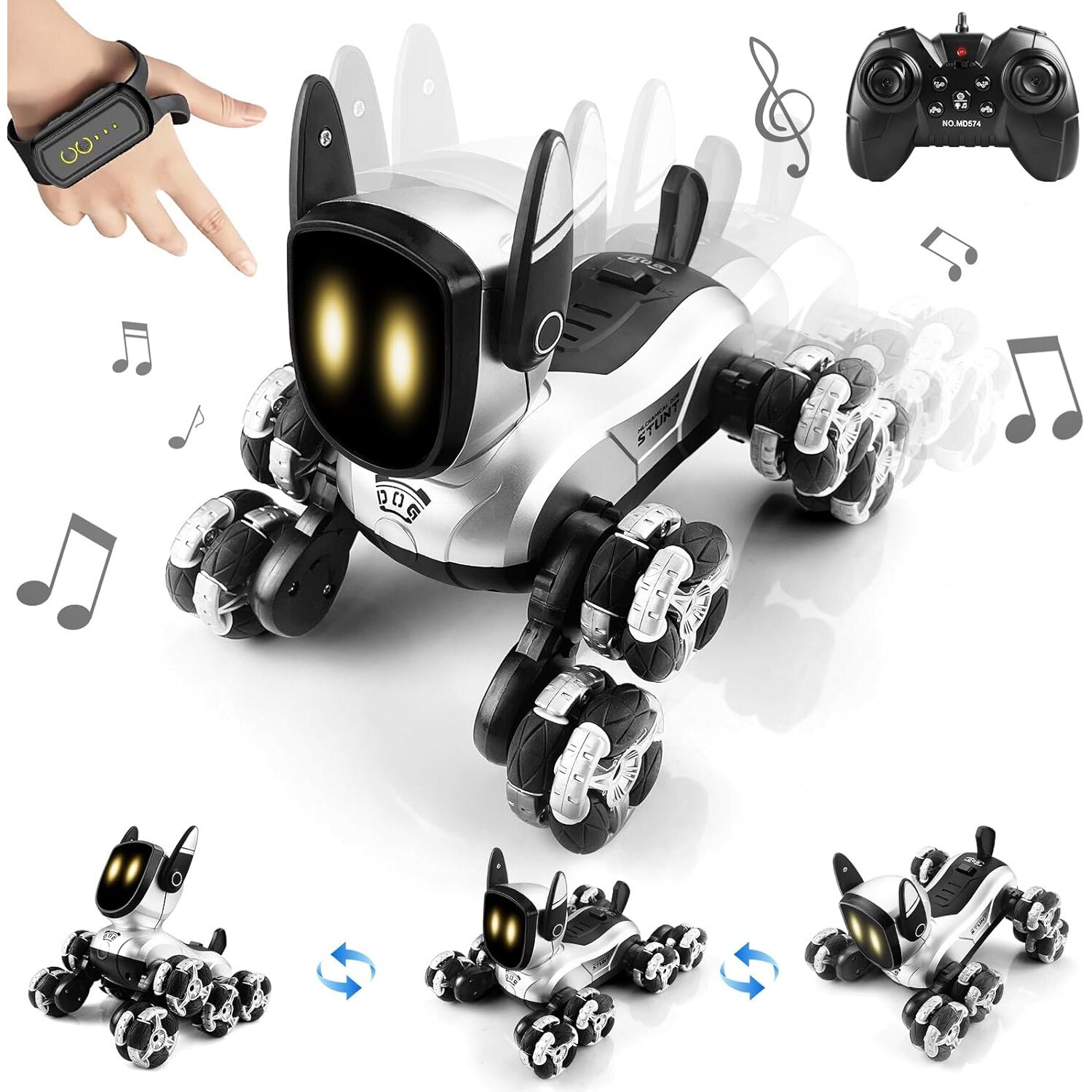 TOBY interaktív robotkutya, gesztusvezérléssel és 360°-ban forgó ...