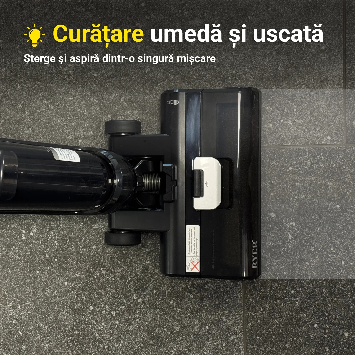 Aspirator Vertical fara fir cu Spalare RYER DualForce, Aspirator si Mop ...