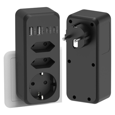 Prelungitor 7-in-1, 3 Prize/2 USB-A/2 USB-C, Protectie Supratensiune ...