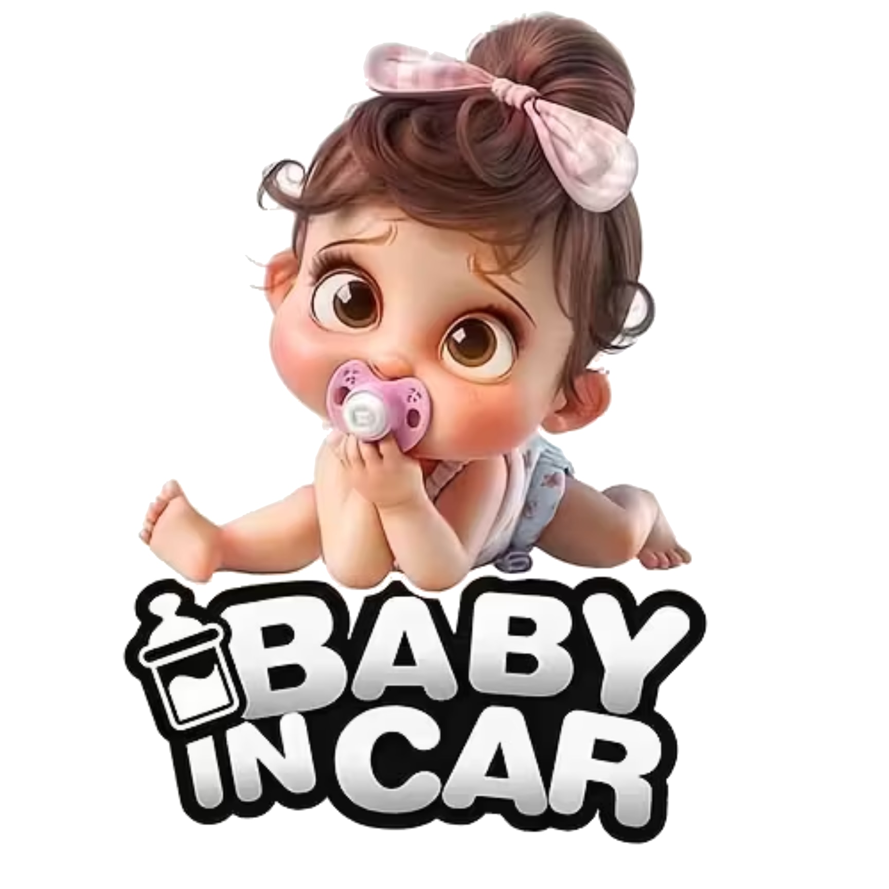 Sticker auto, baby on board, in car, fetita cu suzeta, ultrarezistent ...