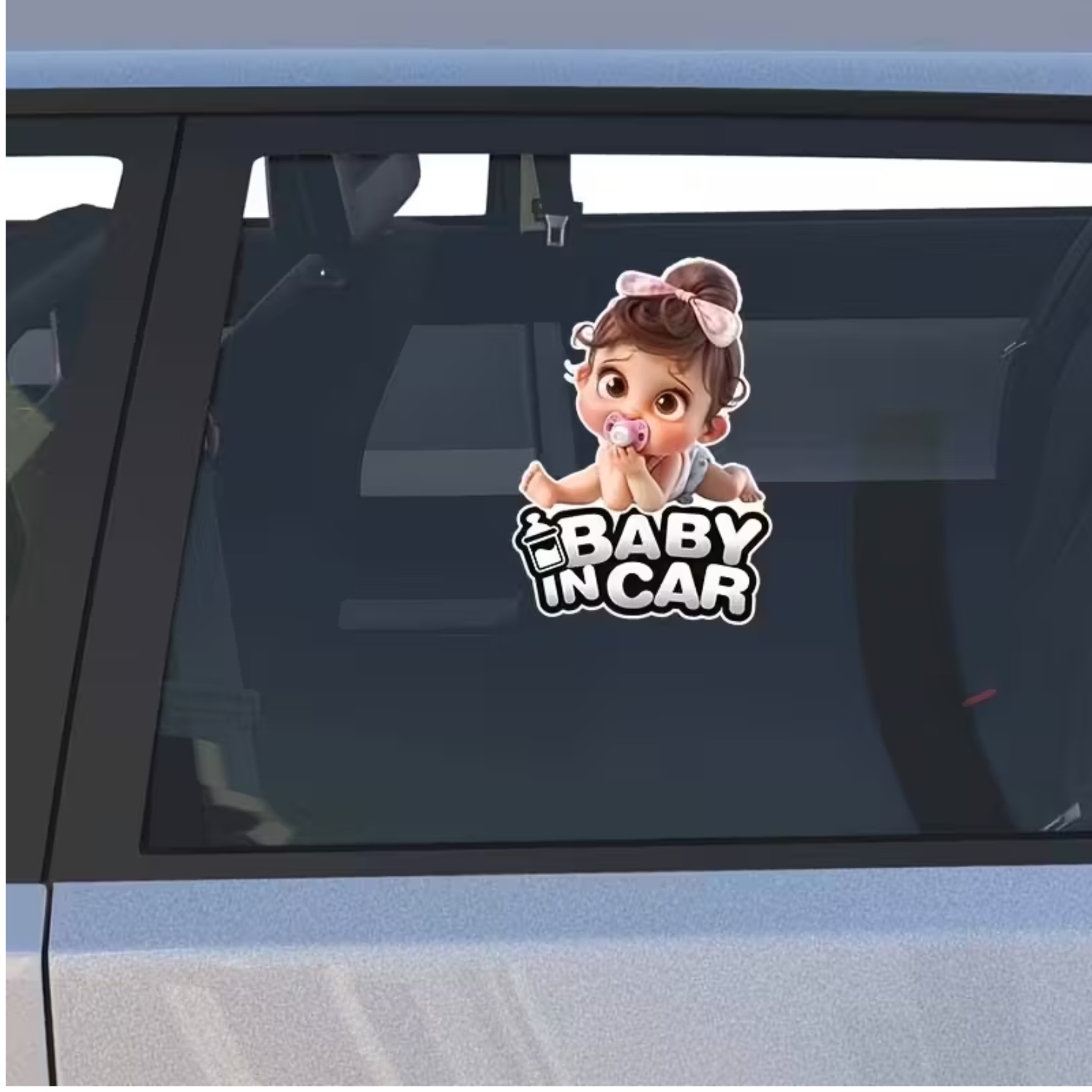 Sticker auto, baby on board, in car, fetita cu suzeta, ultrarezistent ...