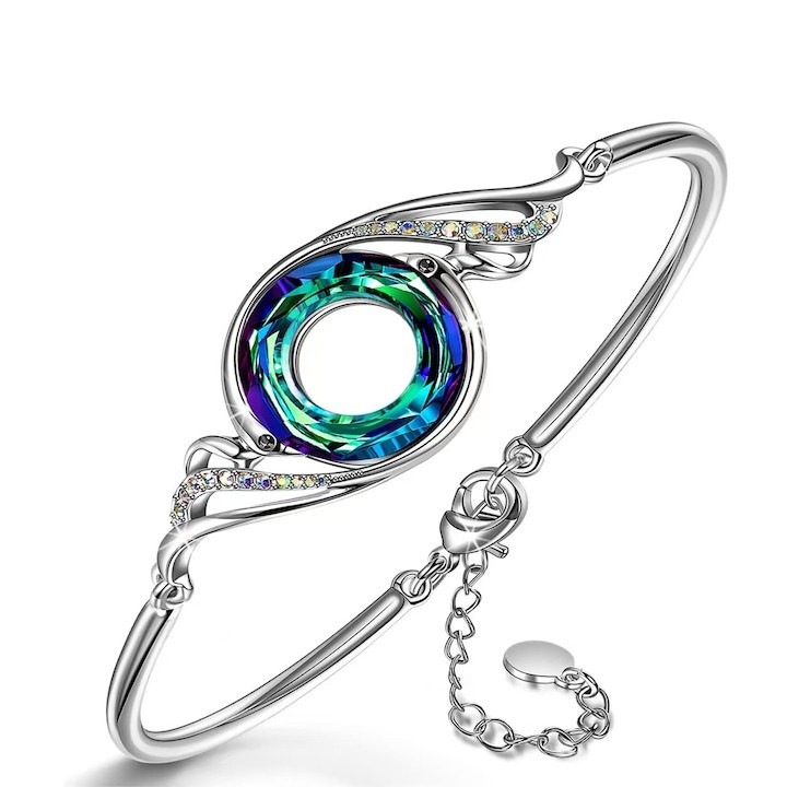Bratara argint fete ungime reglabila cristal albastru natural bratara ...