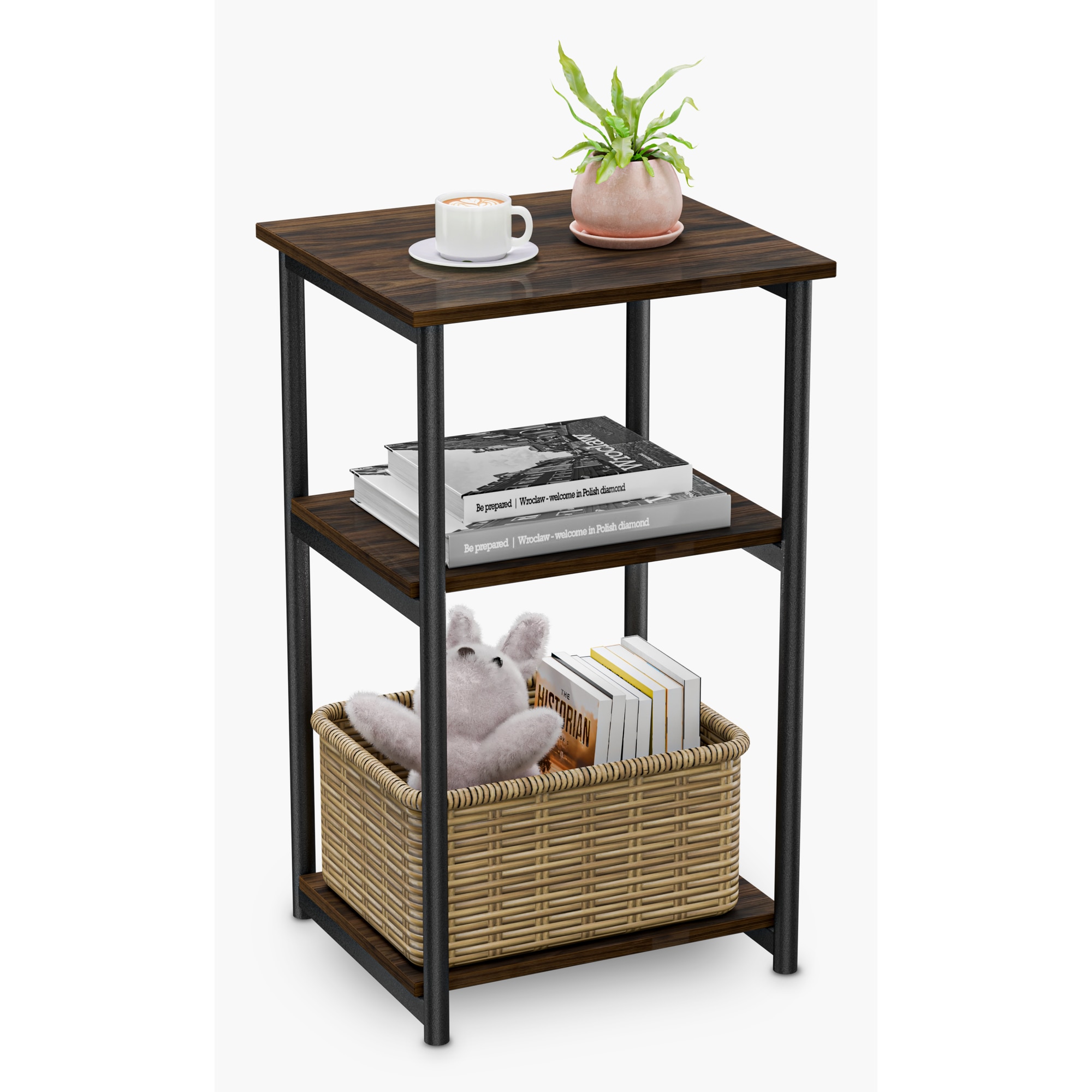 Noptiera cu Rafturi, Doctor Home Earth, 34 x 30 x 58 CM, Cadru Metal ...