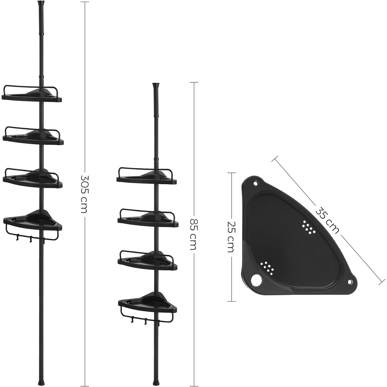 Etajera colt dus SONGMICS, 4 rafturi, inaltime reglabila 85-305 cm ...