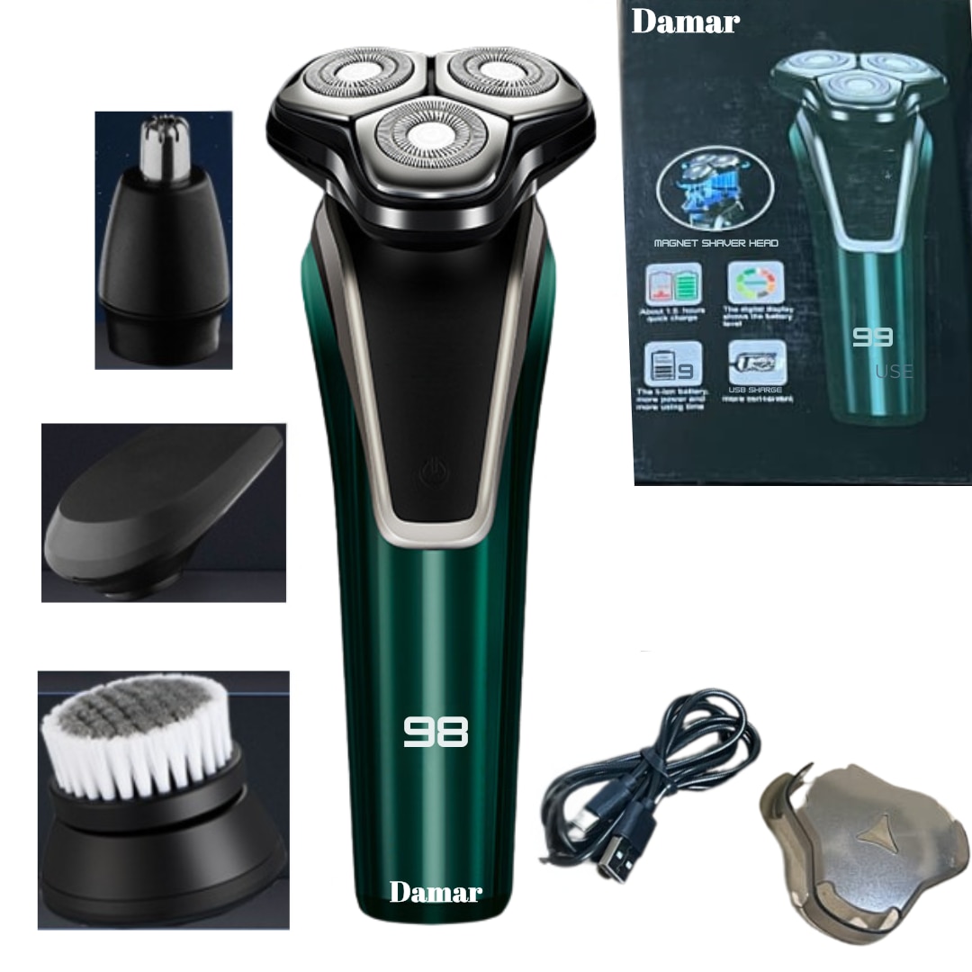 Aparat de ras electric, Profesional Damar, 4IN1, Rotativ, Afisare LED ...