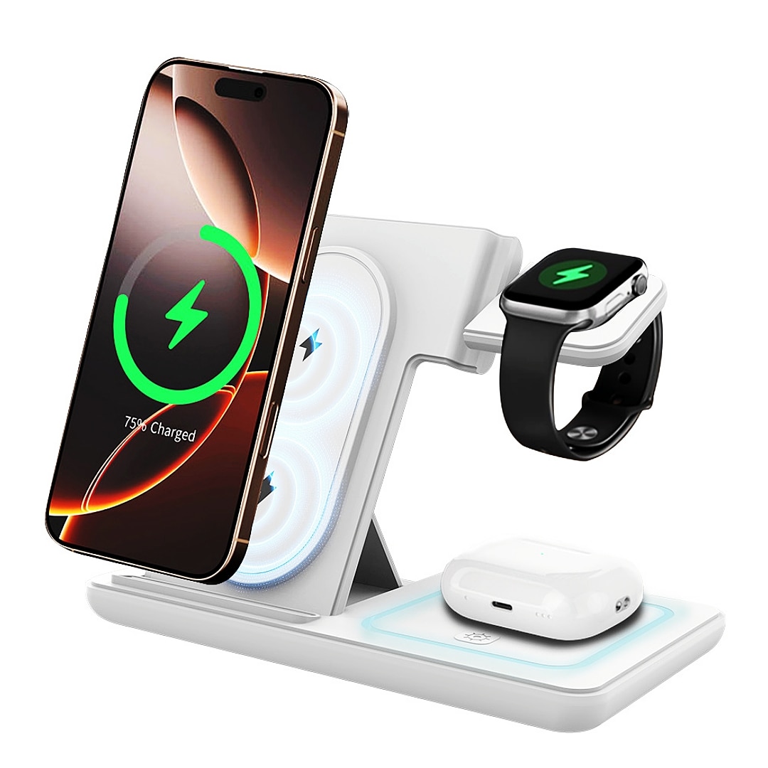 Incarcator Wireless Magnetic 3-in-1, incarcator birou, set incarcator ...