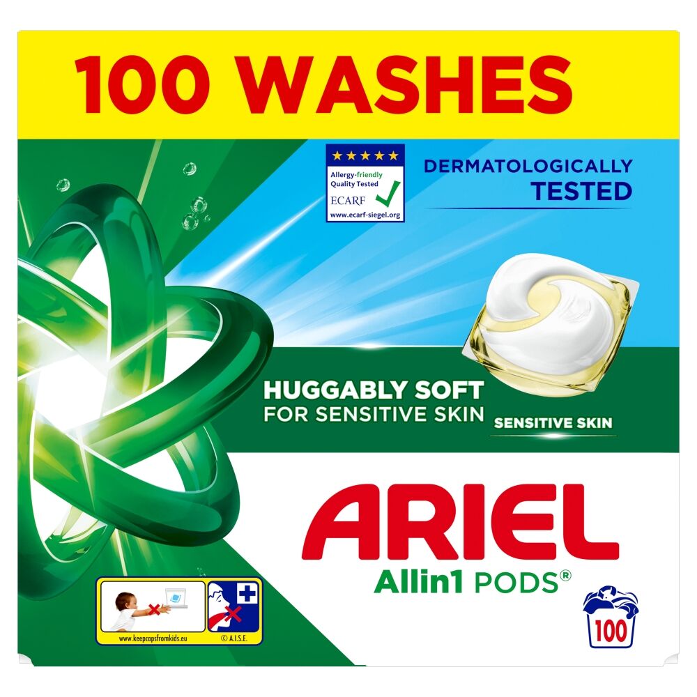 Ariel Allin1 Pods Sensitive Capsule de spalare 100 de spalari - eMAG.ro
