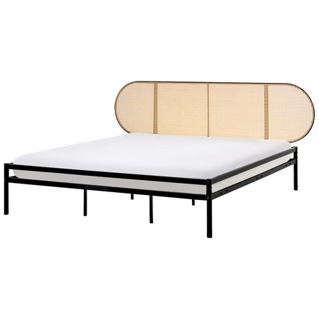 Pat cu lamele Ratan sintetic Boulin 180 x 200 cm Negru - eMAG.ro