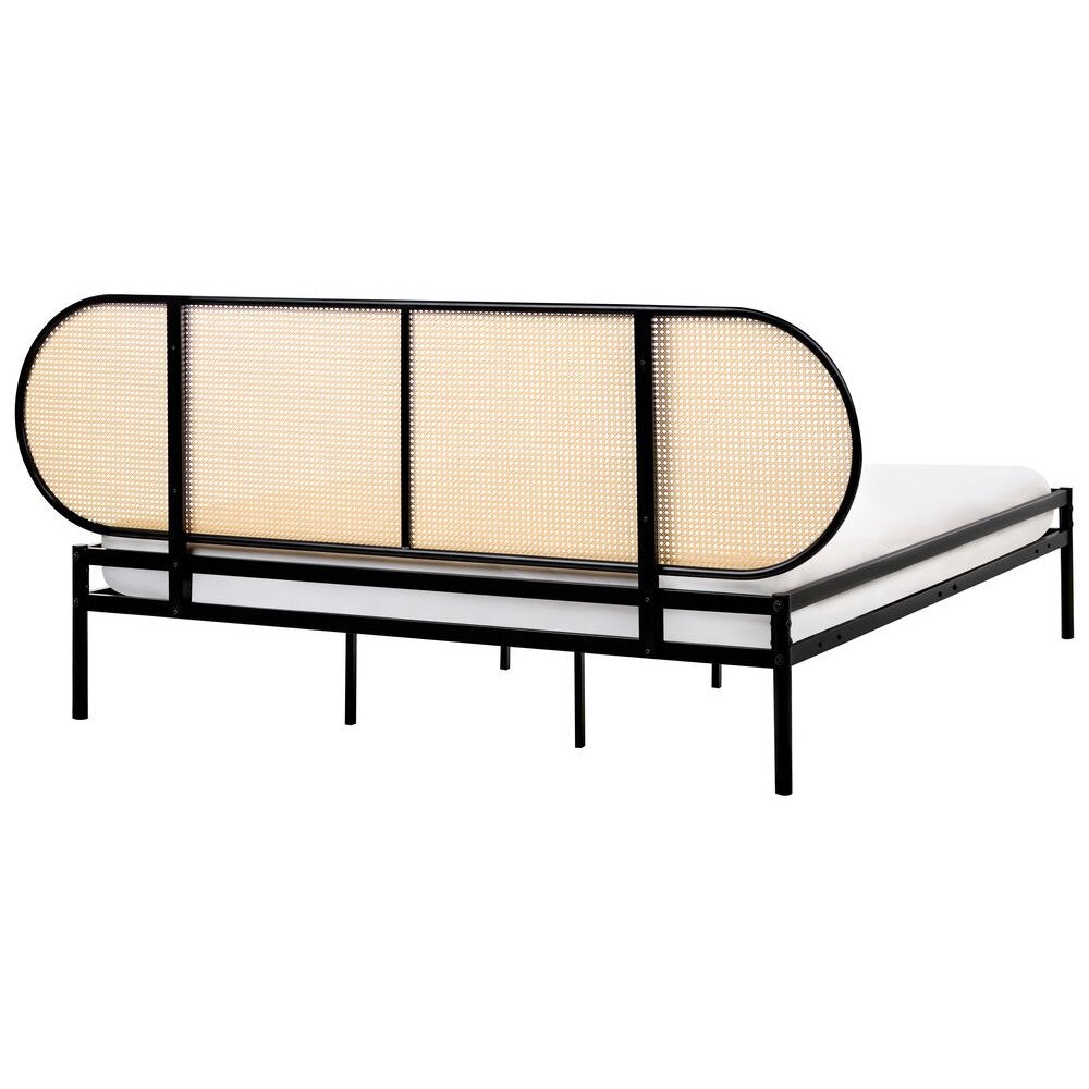 Pat cu lamele Ratan sintetic Boulin 180 x 200 cm Negru - eMAG.ro
