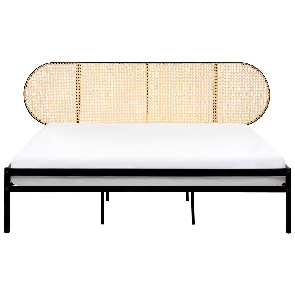 Pat cu lamele Ratan sintetic Boulin 180 x 200 cm Negru - eMAG.ro