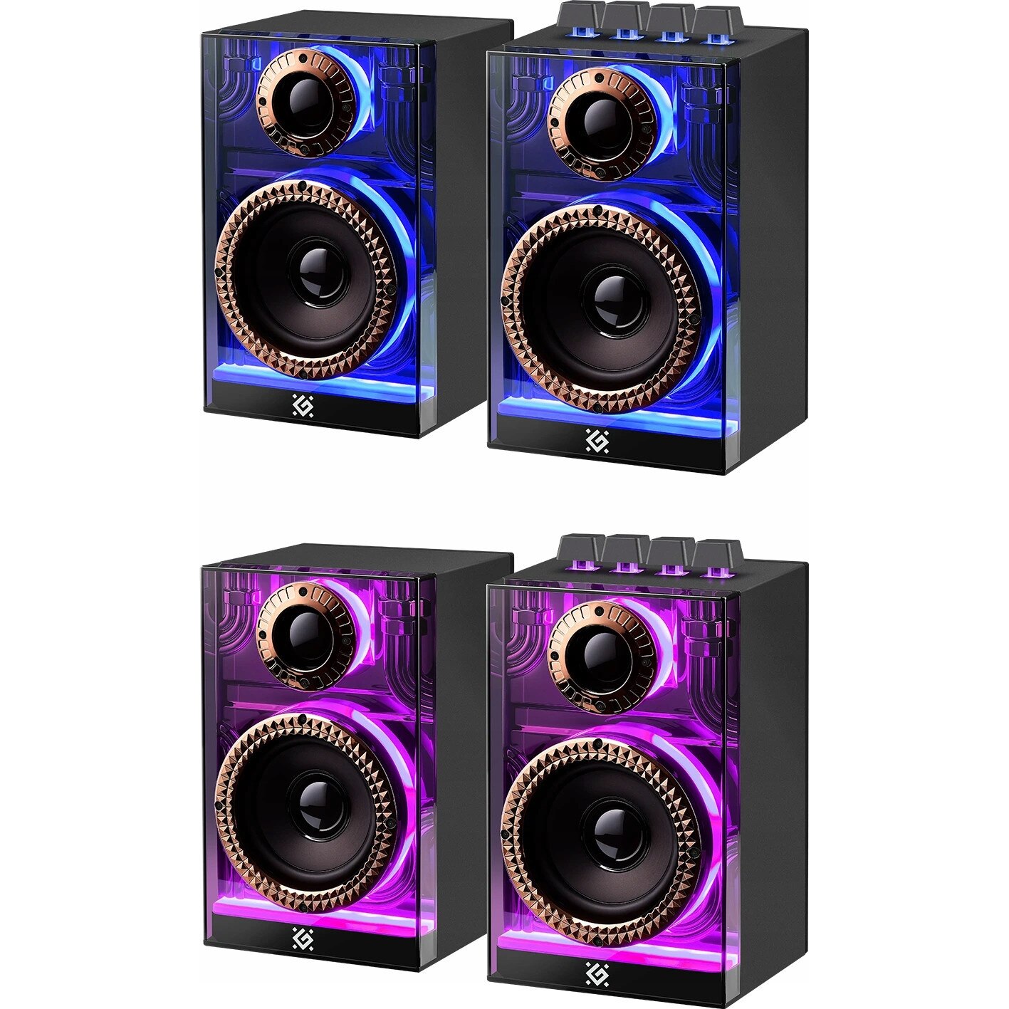 Set boxe 2.0 Defender FUTURO 20W, Bluetooth 5.3, iluminare RGB, negru ...