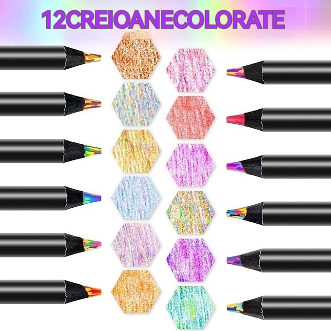 Creioane colorate Kengege®12 culori curcubeu, rezistente, 0.5cm ...