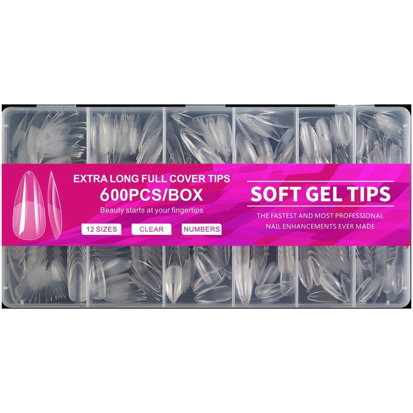 Tips unghii gel Kengege, 600PCS, forma migdala, 12 dimensiuni ...