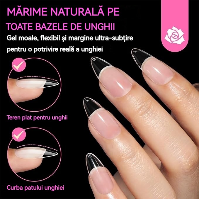 Tips unghii gel Kengege, 600PCS, forma migdala, 12 dimensiuni ...