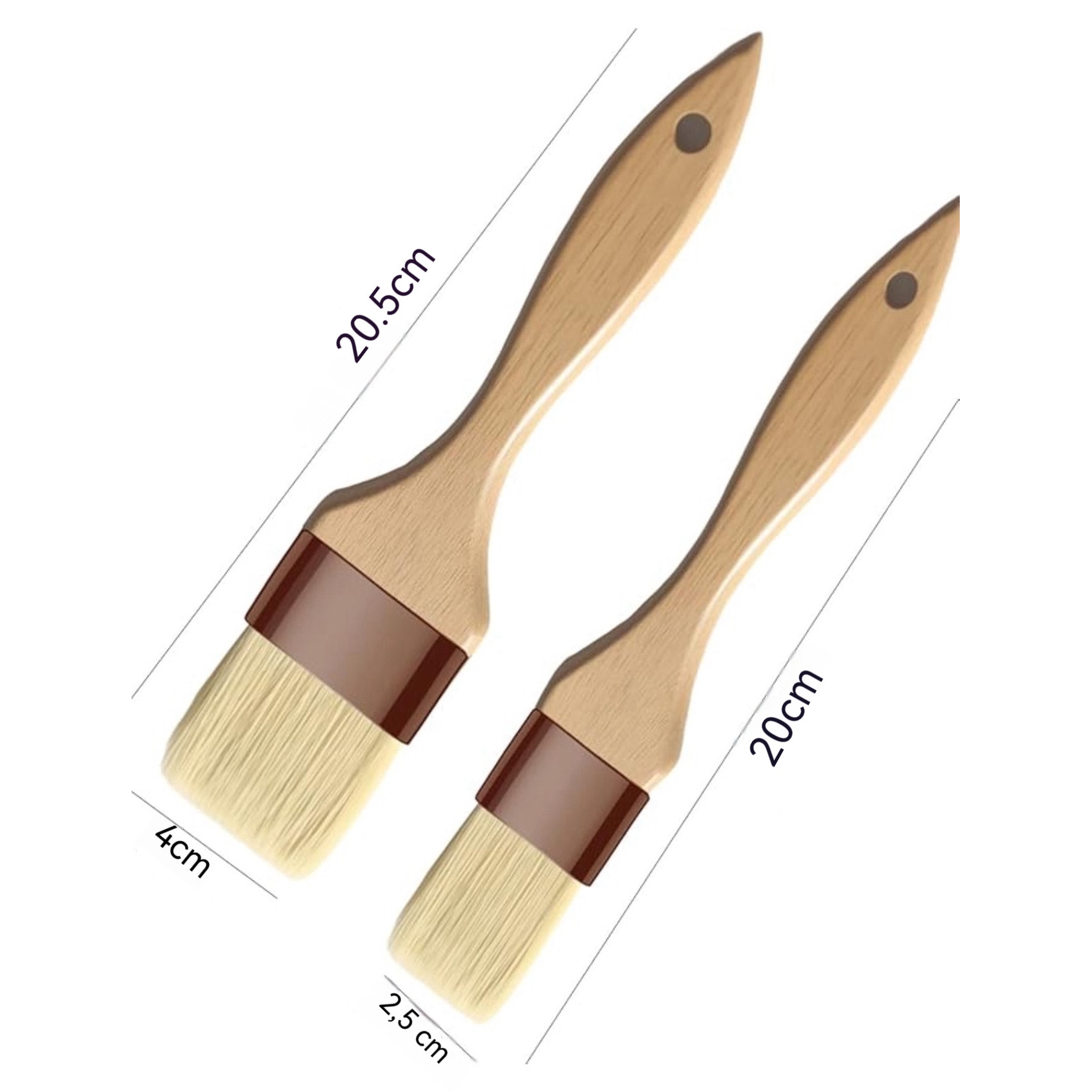 Set pensule pentru gatit Kengege®, manere din lemn de fag, 2.5cm si 4cm ...