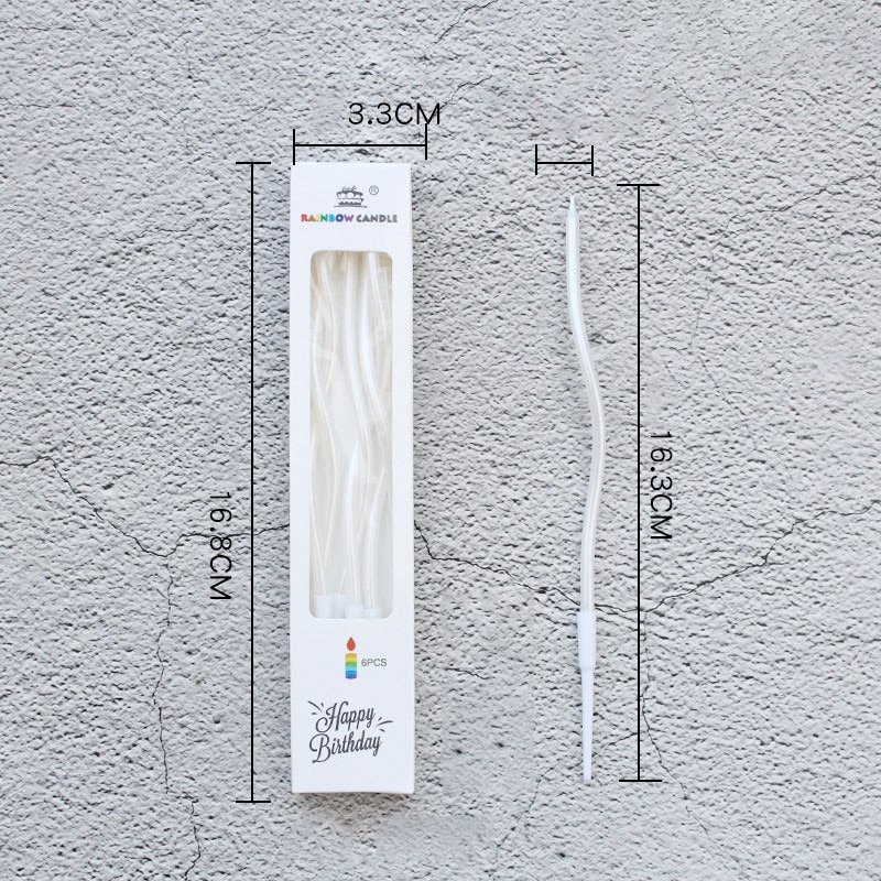 Set 6 lumanari curbe, Alb, 17x4x1cm pentru tort - eMAG.ro