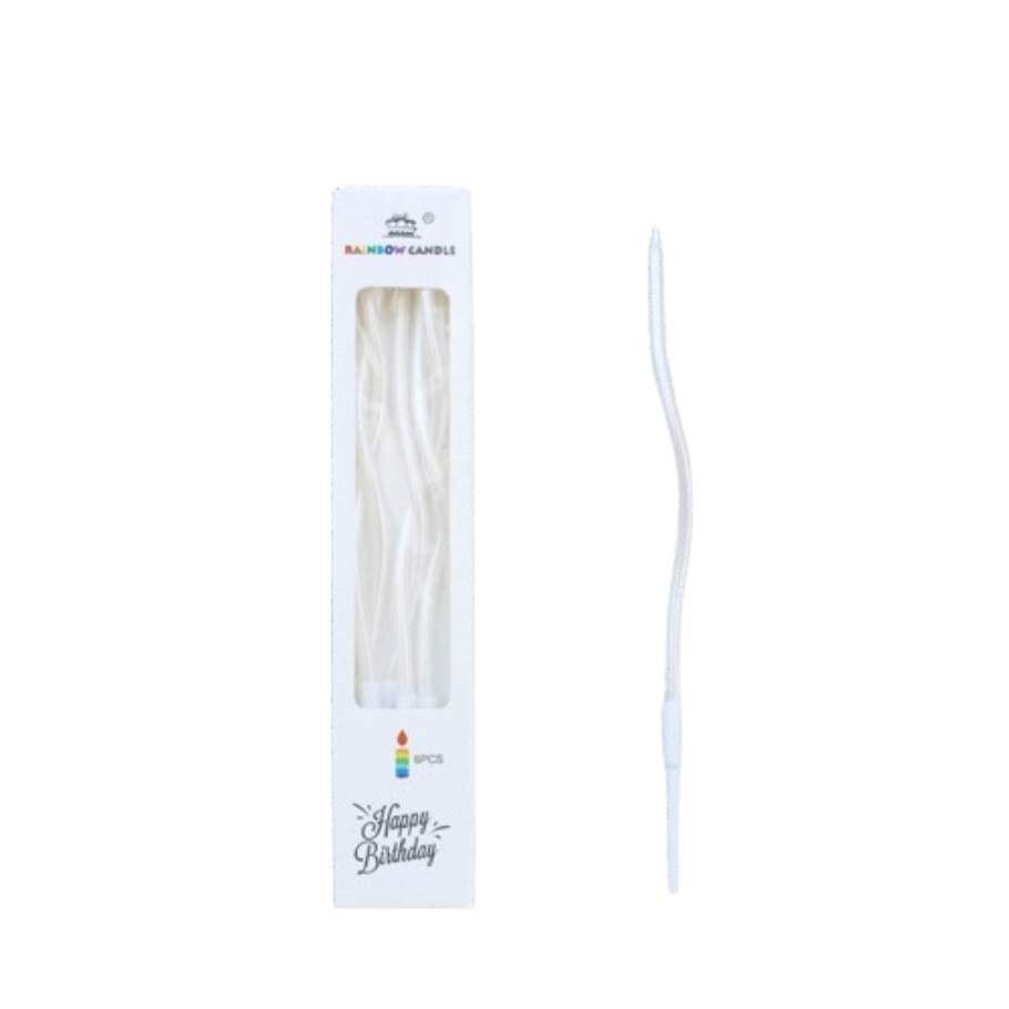 Set 6 lumanari curbe, Alb, 17x4x1cm pentru tort - eMAG.ro