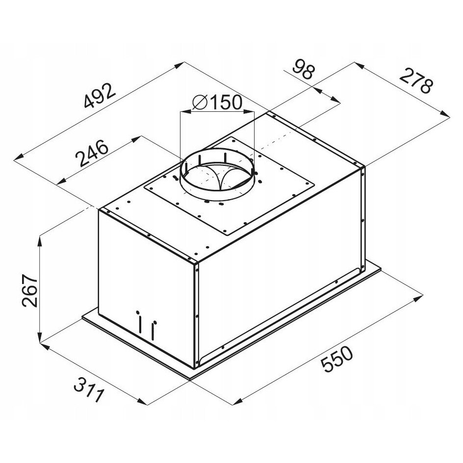 Hota subsafa VDB Master 60, alb, 55x27x31cm, 425m3/h, 68dB, 4 viteze ...