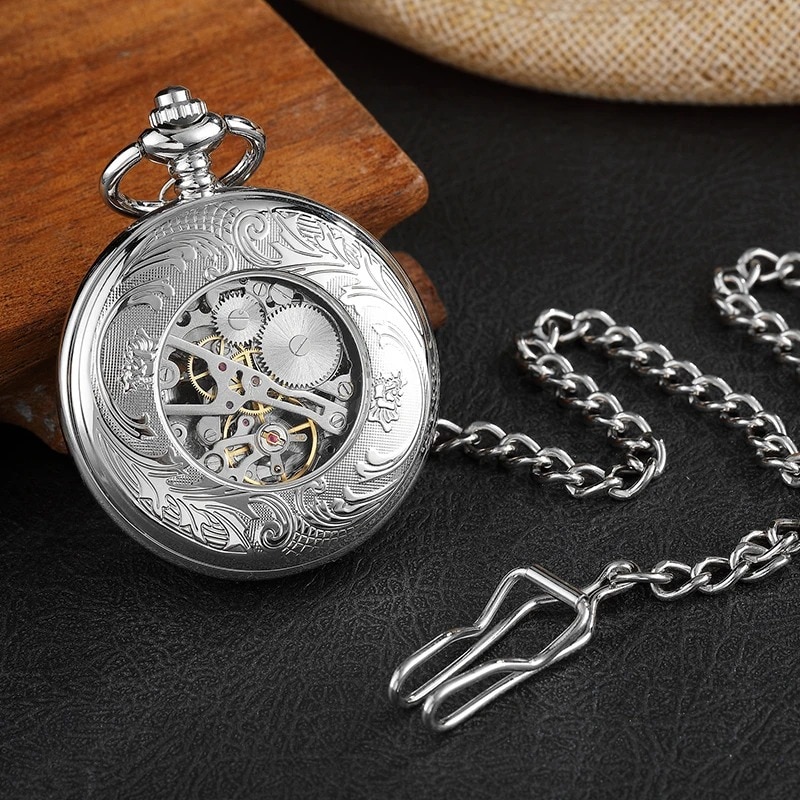 Ceas de buzunar Gorben PM076 Argintiu - Steampunk, Mecanic, Afisaj cu ...
