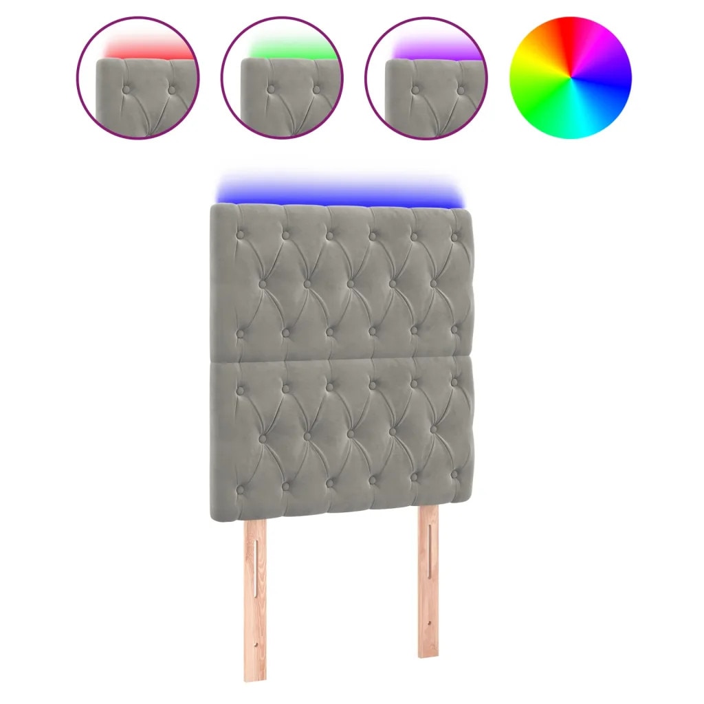 Tablie de pat cu LED, gri deschis, 80x7x118/128 cm, catifea - eMAG.ro
