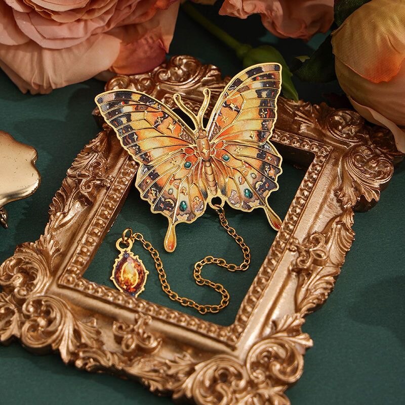 Semn de carte Fluture cu Pandantiv Metalic- Cadou Semn Carte Van Gogh ...