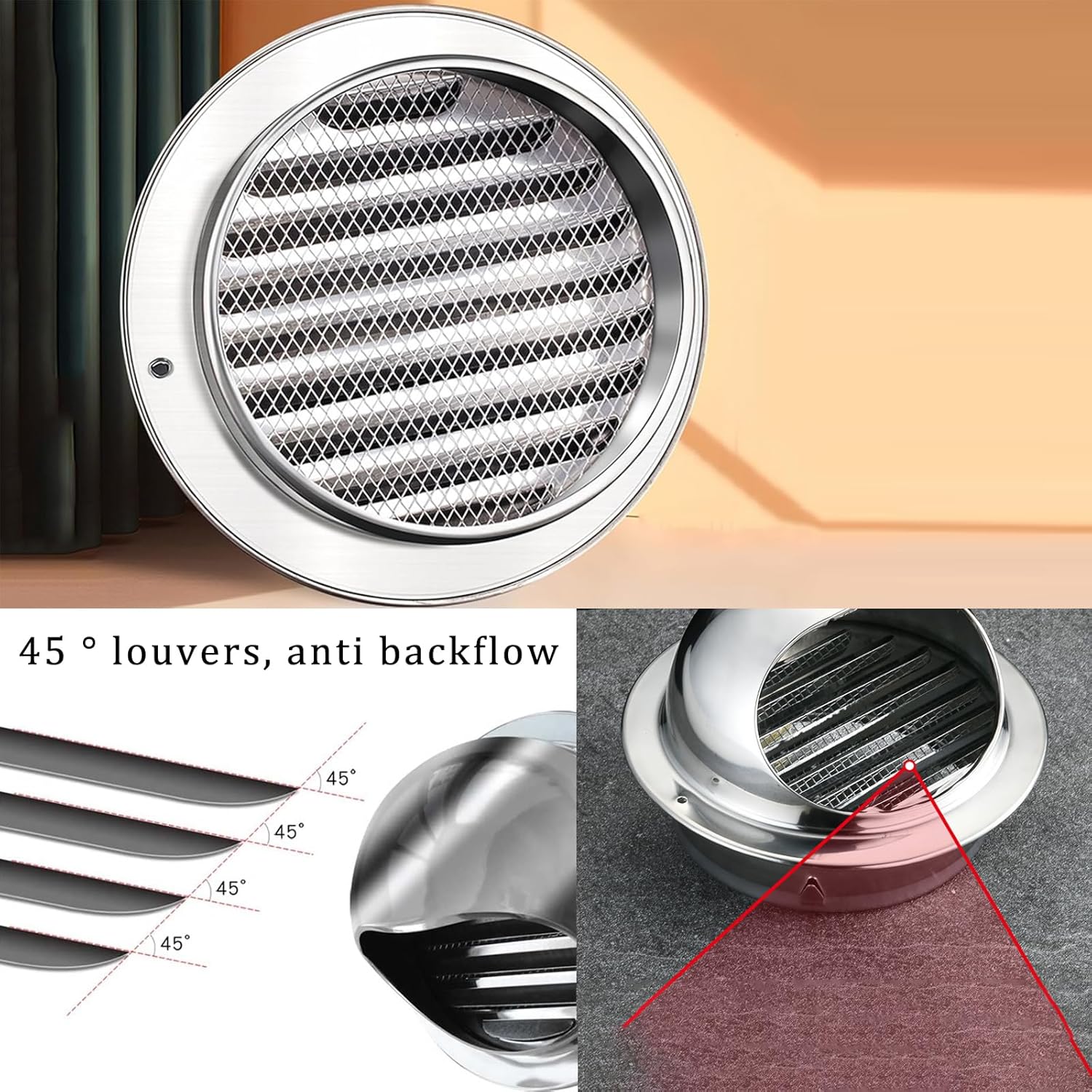 Grilaj de Ventilatie 120 mm, ComResi, din inox 304, Rezistent la ...
