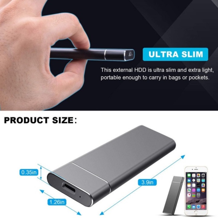 Hard Disk extern AjieQaQ 2TB, SSD M.2, portabil, ultra-subtire, viteza ...
