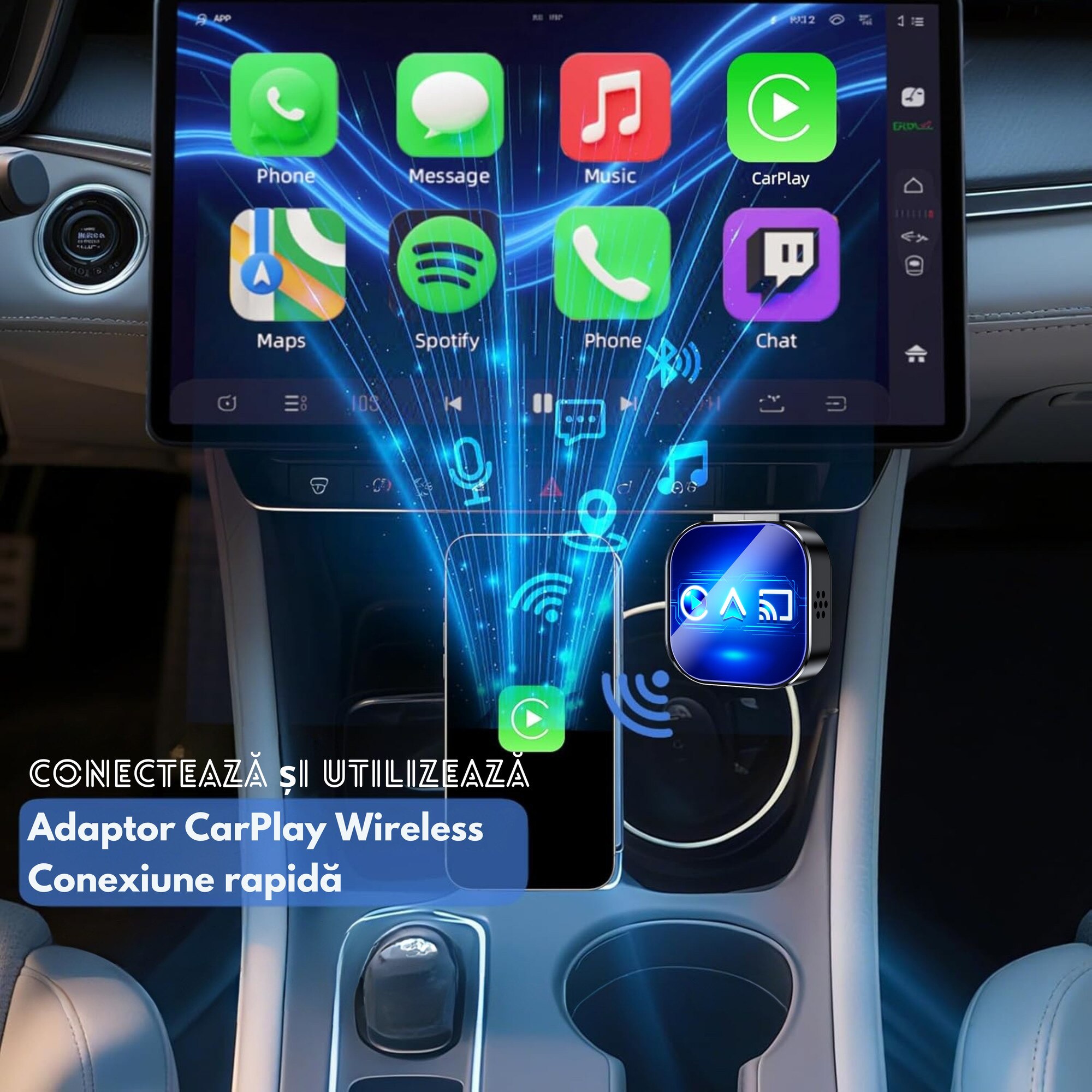 Adaptor wireless 3 in 1 ESL by Essential Level, Mirror Link, Bluetooth ...