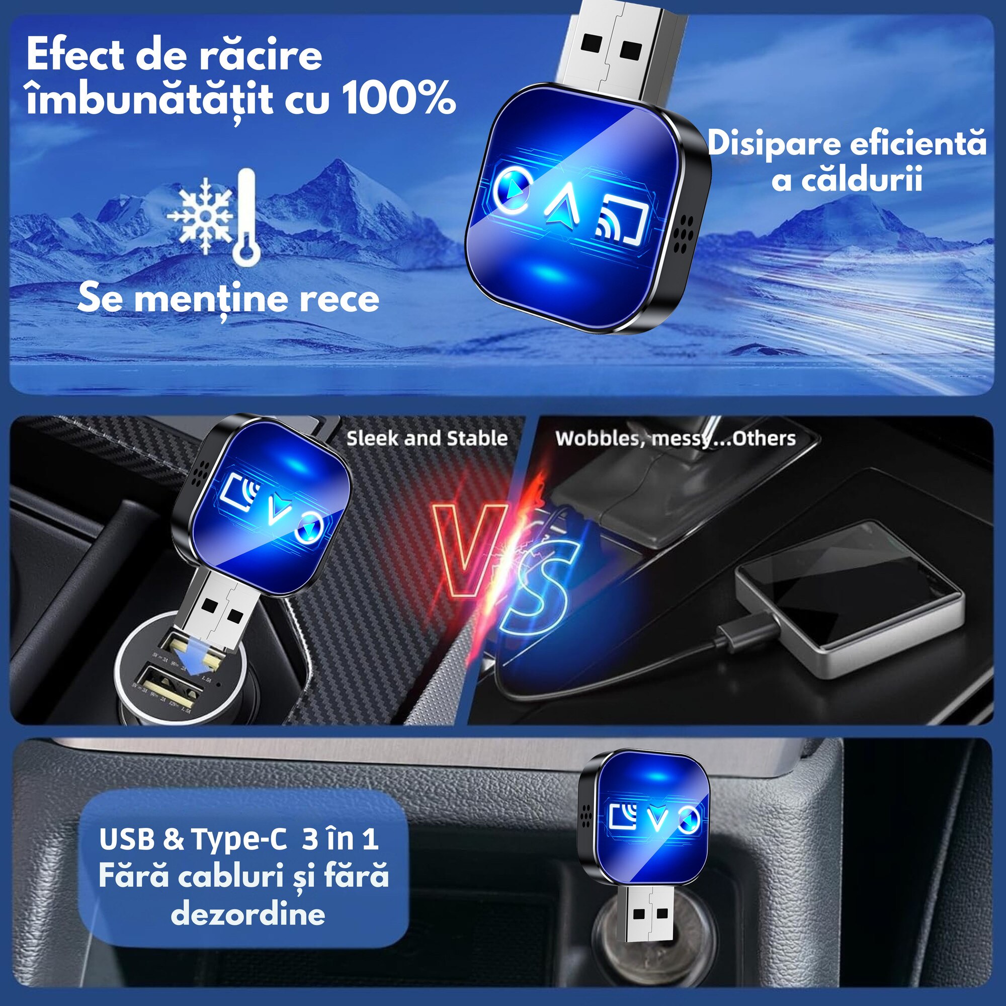 Adaptor wireless 3 in 1 ESL by Essential Level, Mirror Link, Bluetooth ...