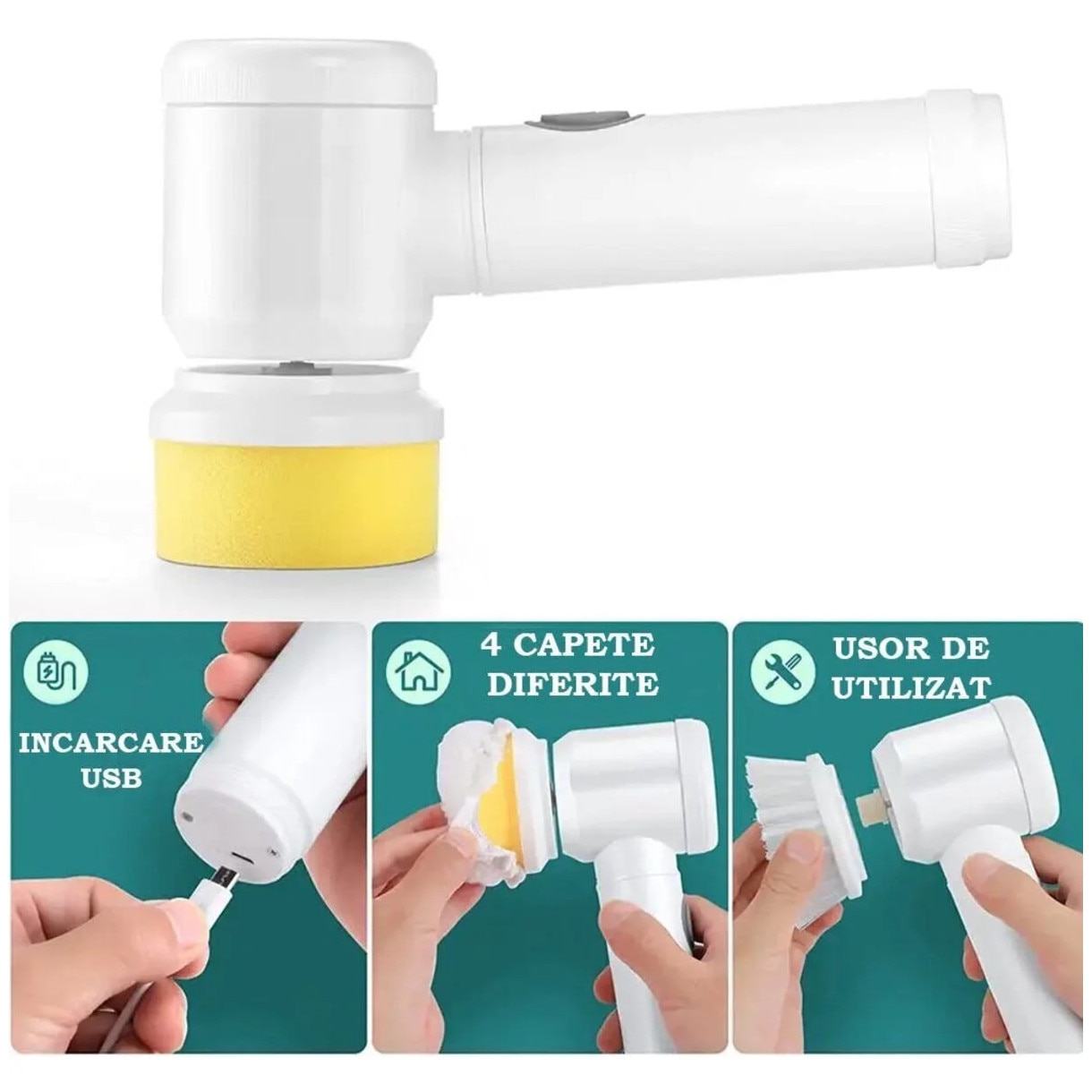Perie electrica de curatare cu 3 accesorii de schimb - eMAG.ro