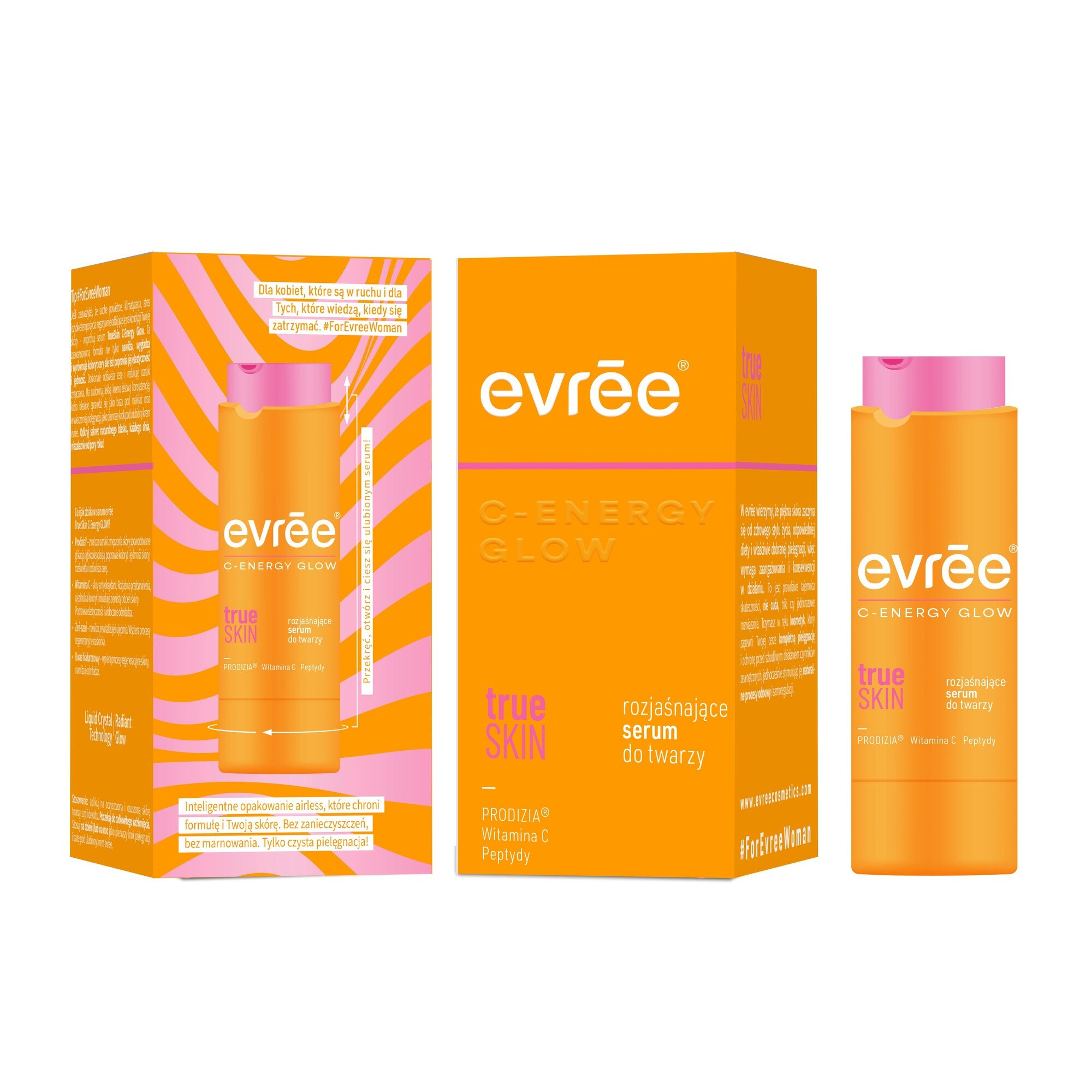 Ser iluminator pentru fata Evree, 25 ml, cu vitamina C si acid ...