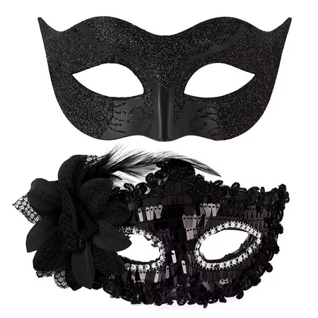 Set 2 Masti de Cuplu, Masca venetiana, pentru carnaval Mardi Gras seara ...