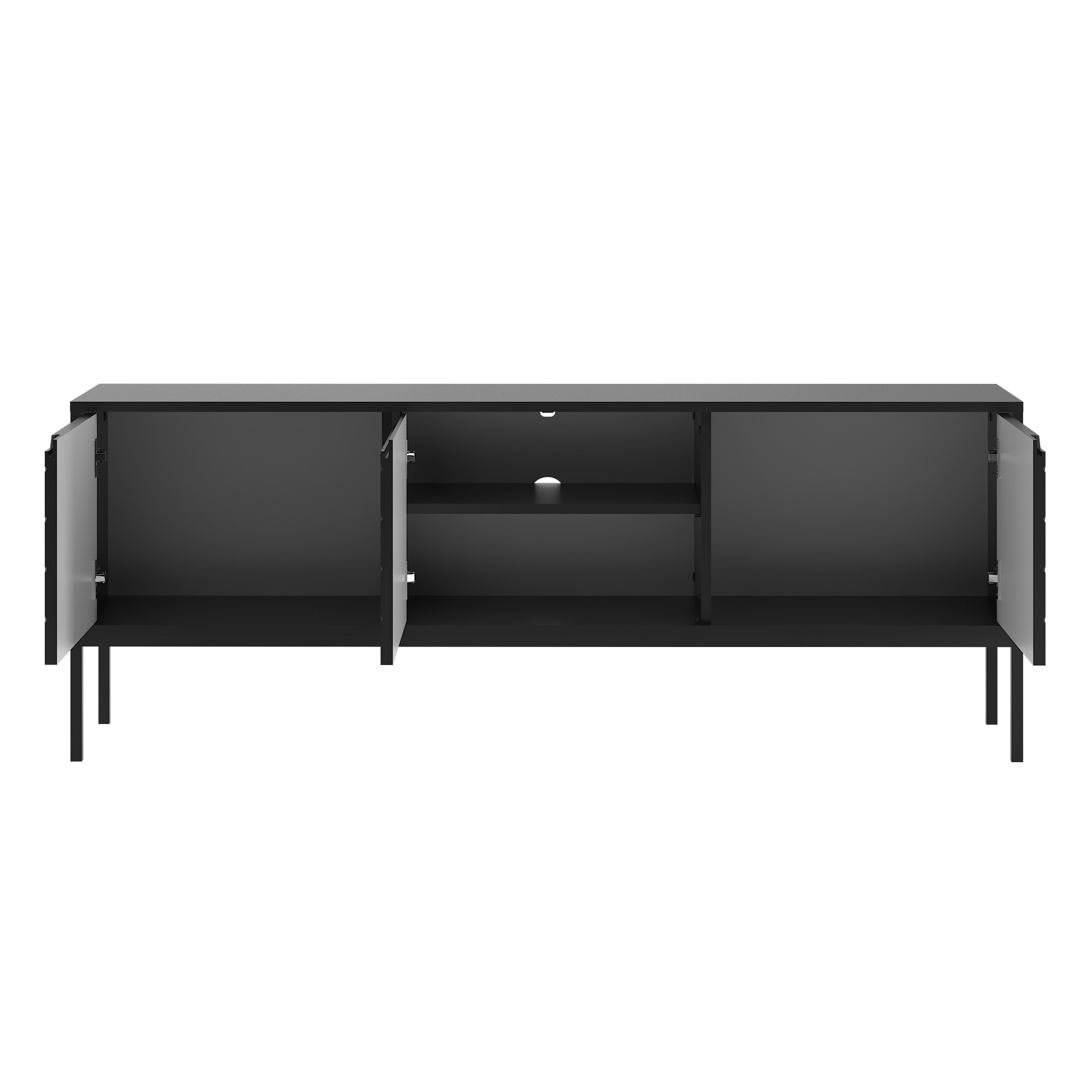 Comoda RTV Megstyl Aspen 01, neagra mat, 150cm, design minimalist - eMAG.ro