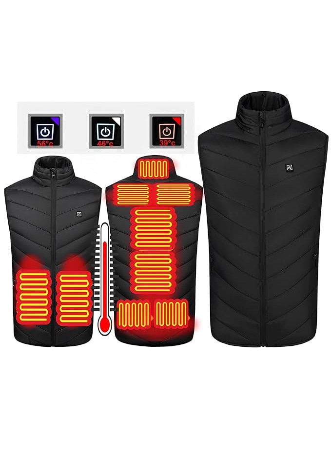 Vesta incalzita barbati, neagra, bumbac, cu cablu USB, 21 zone ...