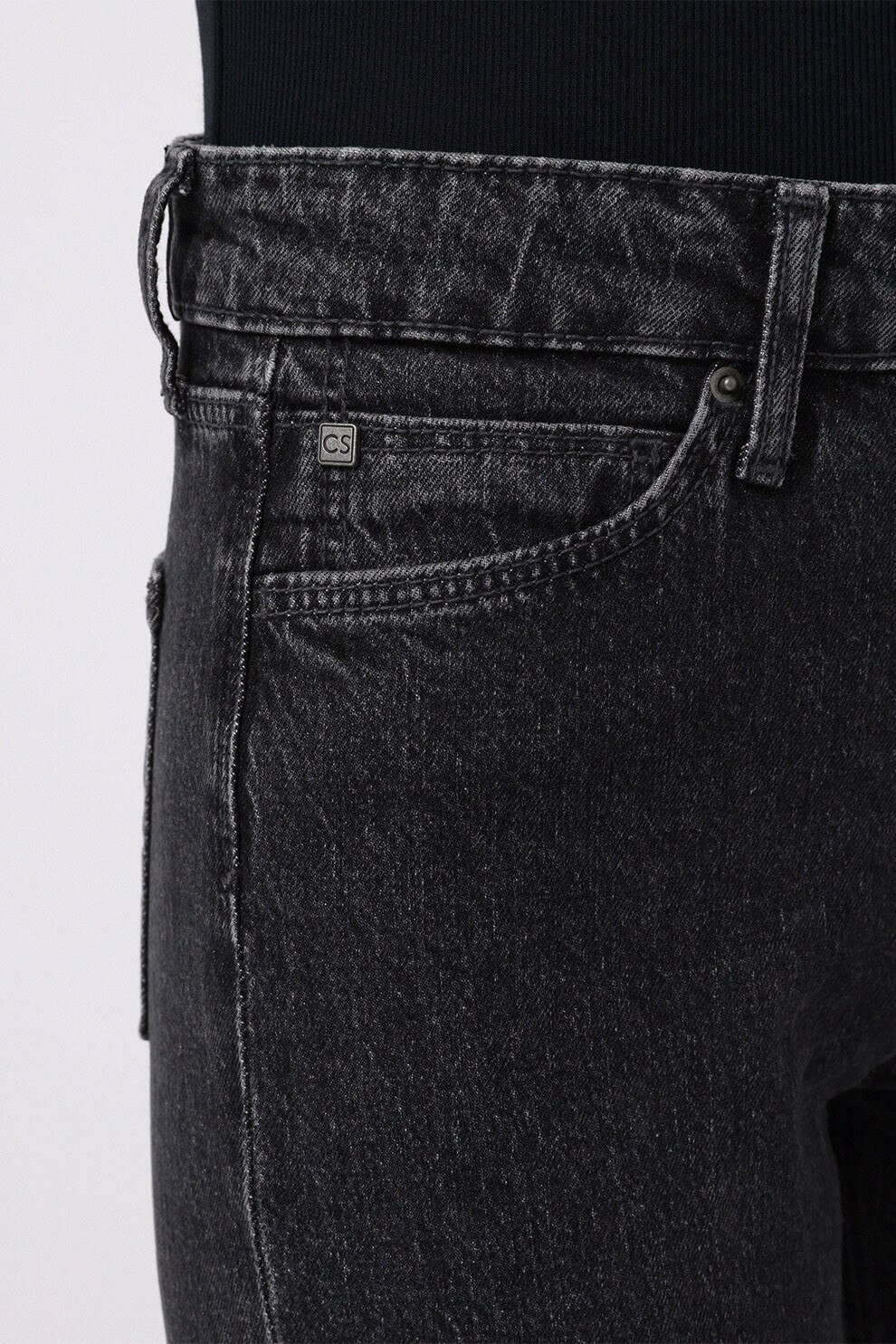 COLIN'S, Blugi cu croiala bootcut si model cu 5 buzunare, Negru melange ...