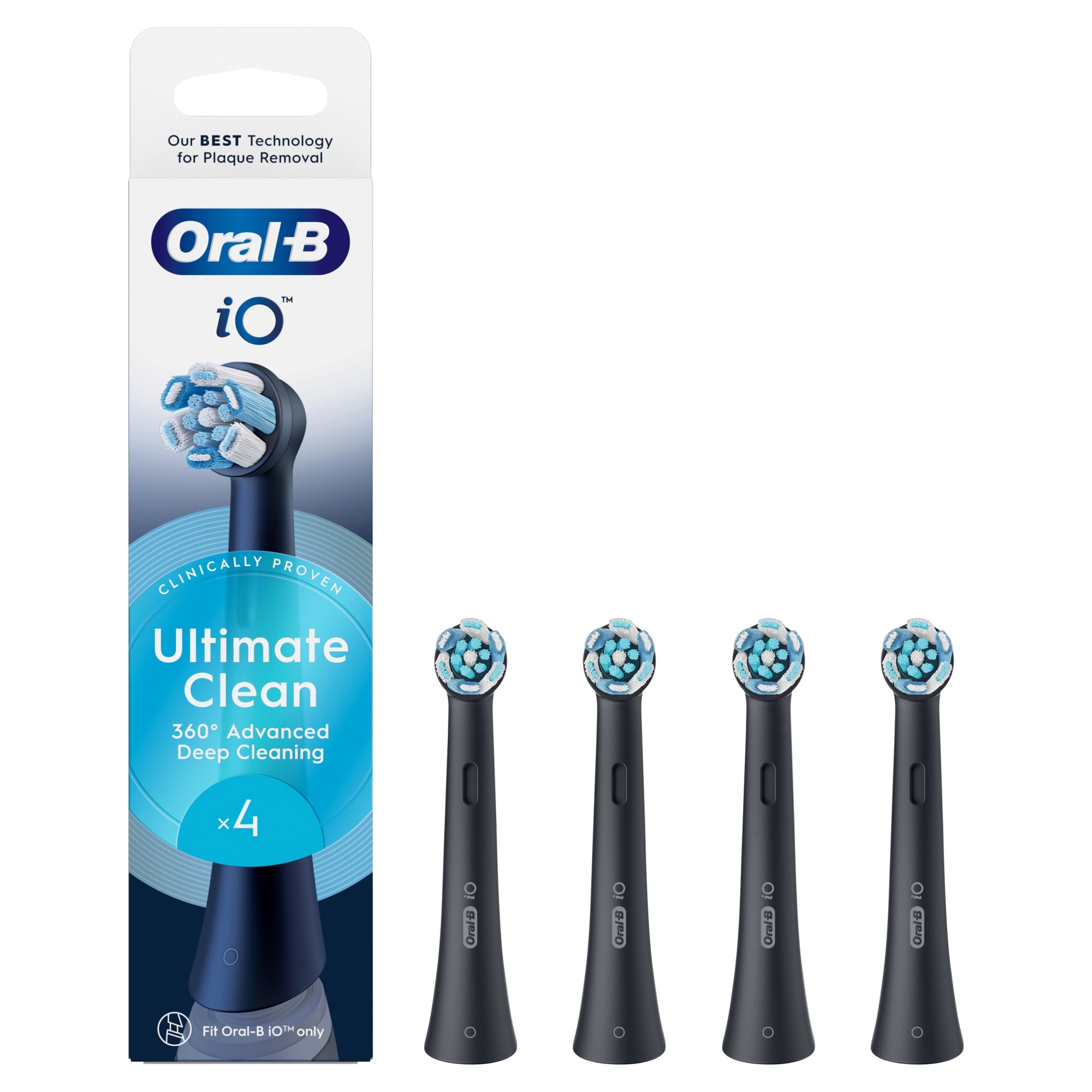 Oral-B iO Ultimate Clean cserefejek, 4 db, fekete, normál - eMAG.hu